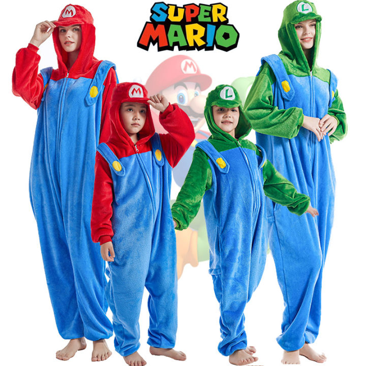 Game Super Mario Cosplay Costume Mario Luigi One-piece Pajamas Mario ...