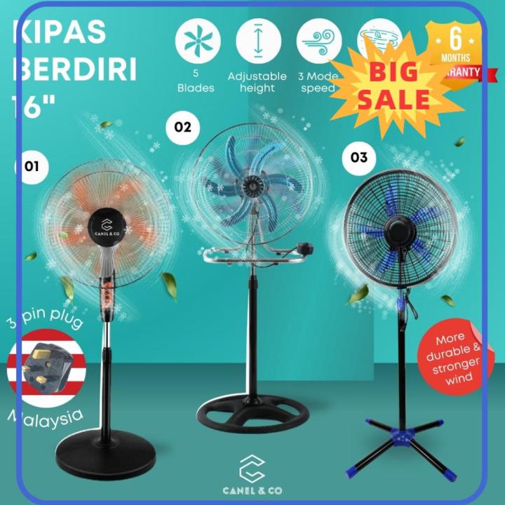 ⭐ [100% ORIGINAL] ⭐ 6 Month Warranty Ultra Strong Floor Stand Fan 16 18 Inch 5 blades 3 Speed ...