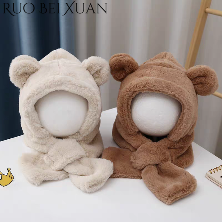 Ruo Bei Xuan ผ้าพันคอเด็กผู้หญิง,หมวกผ้านุ่มตุ๊กตาฤดูหนาวอบอุ่นหมวก ...