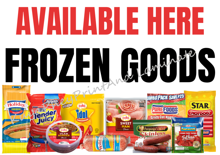FROZEN GOODS LAMINATED SIGNAGE WATERPROOF WITH PRODUCT PICTURE | Lazada PH