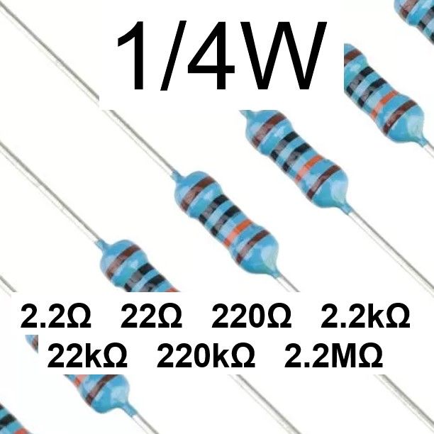 (50pcs) 1/4W Metal Film Resistor - (2.2 ohm to 2.2M ohm) - 1% Tolerance - Perintang Elektronik 1 ...
