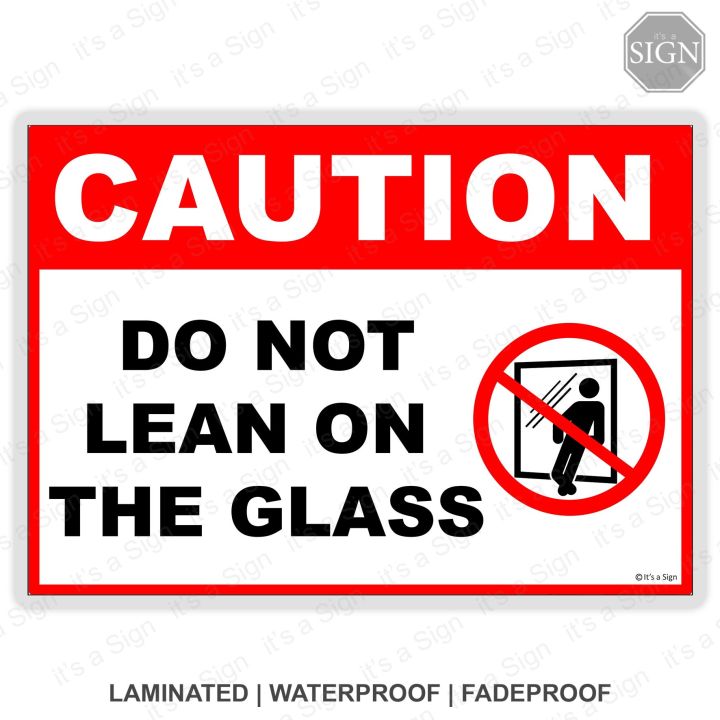 Do Not Lean on Glass Sign - Laminated Signage Label - A4 / A5 Size ...