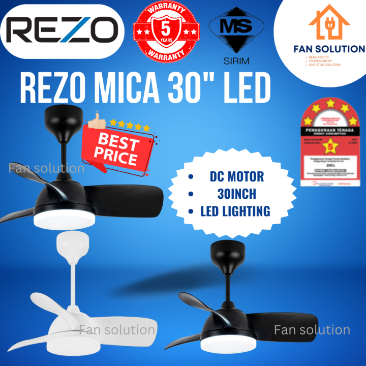 REZO MICA 30" DC MOTOR LED CEILING FAN WITH LED LIGHTING AND REMOTE ...