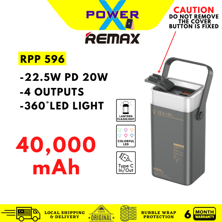 REMAX RPP-596 40000mAh Large Capacity Camping Powerbank RGB 7 Colors ...