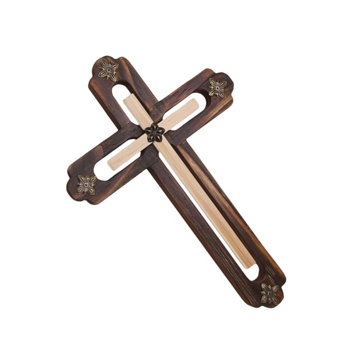 Wall Mount Cross Wooden Home Ornament Religious Simple Blessing For ...