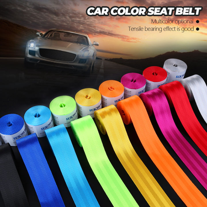 Hittime 3.6M x 4.8cm Car Color Seat Belt Replacement Renewal Webbing ...