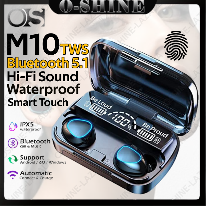 Premium Wireless Bluetooth M10 Earbuds Noise-Canceling Sports Earphones ...
