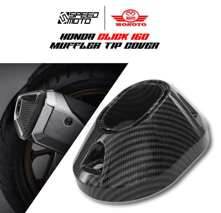 HONDA CLICK 160 MUFFLER TIP COVER GLOSSY CARBON / EXHAUST TIP GARNISH ...
