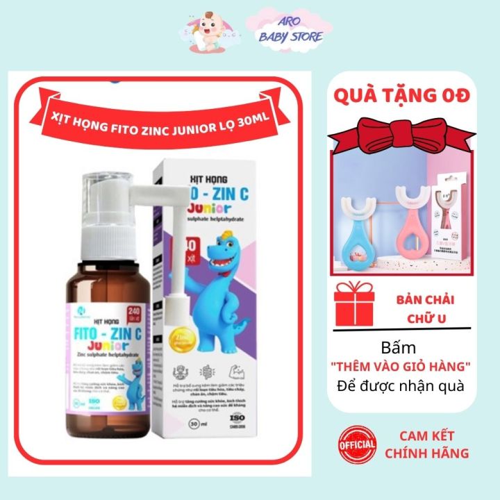 Xịt họng Fito Zinc Junior lọ 30ml - con ăn ngon, cân tăng đều, đề kháng ...