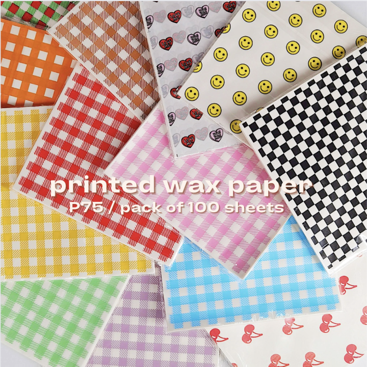 [100pcs] Cute Smiley / Cherry / Checkered Wax Paper Parchment Paper for ...