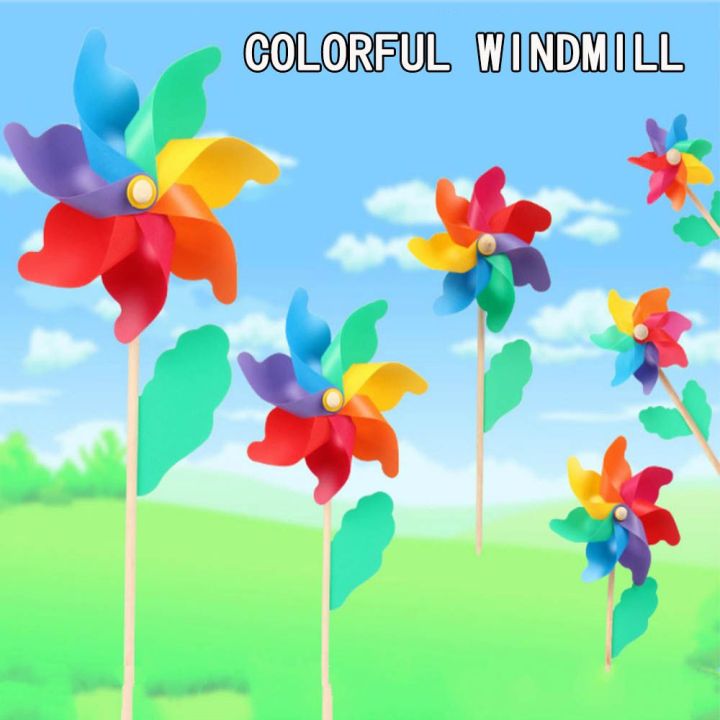 USECOAT Whirligig Yard Lawn Wood Stick Windmill Garden Decor Kids Toy ...