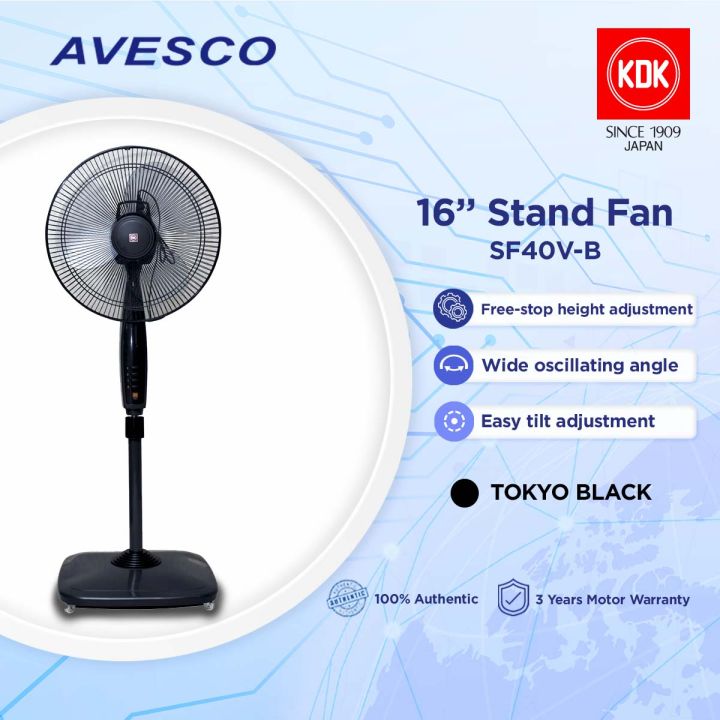KDK | 16" Stand Fan | SF40V-B | Electric Fans | Tokyo Black | Avesco ...