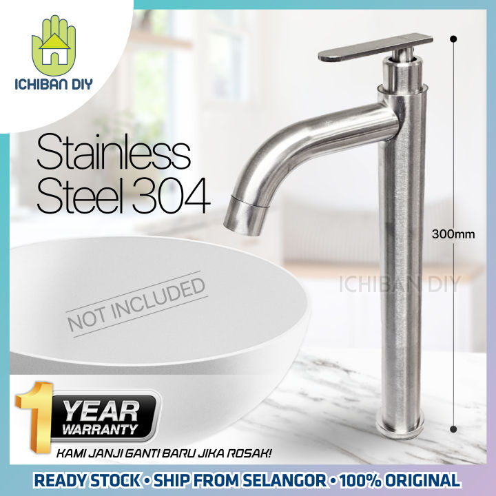 Stainless Steel 304 High Pillar Basin Tap Sink Tall Bowl Washroom ...
