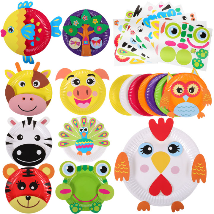 Jiogein Childrens Toys er Animal Paper Plate Art Kits Kids DIY Craft ...