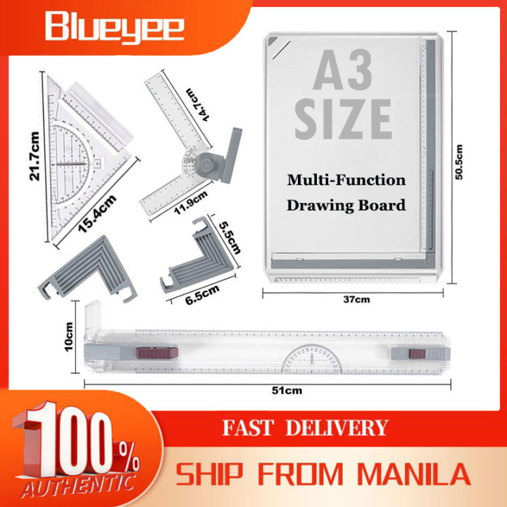 Portable A3/A2 Drawing Board Draft Painting Board with Parallel Rulers ...