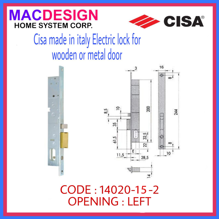 CISA 14020-15-2 ELECTRIC LOCK FOR ALUMINUM SWING DOOR LEFT OPENING W ...