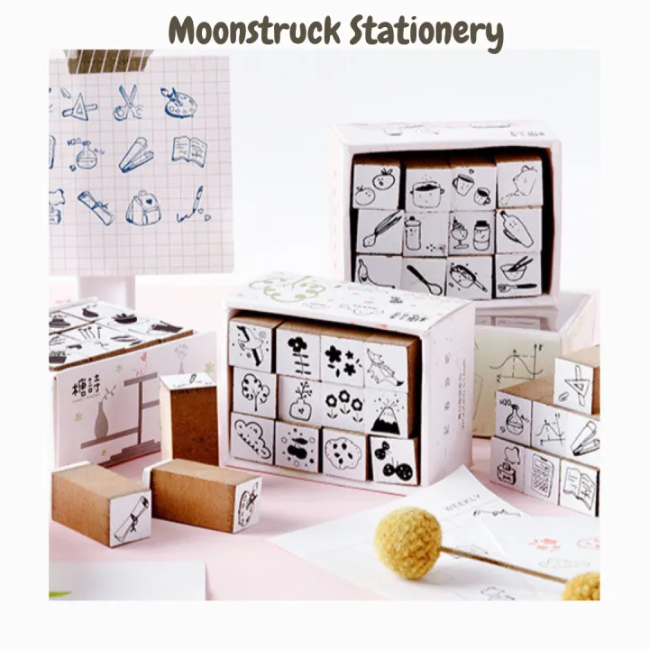 MOONSTRUCK Wooden Stamp Set Present Journal Diary Decoration Cute ...