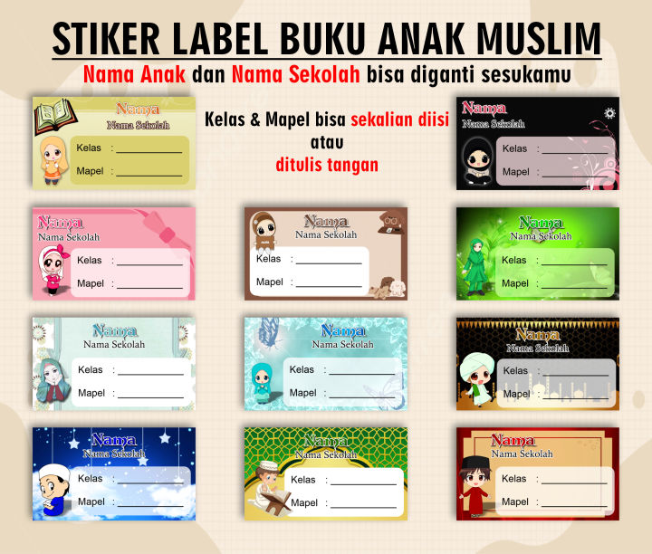 Stiker Label Buku Anak Muslim Custom Stiker Label Untuk Anak Custom isi ...