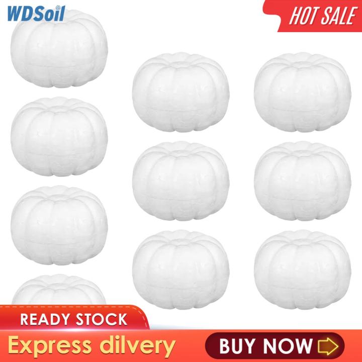 WDSoil 10 Pieces White Foam Pumpkins Decoration Kids Gift DIY Crafts ...