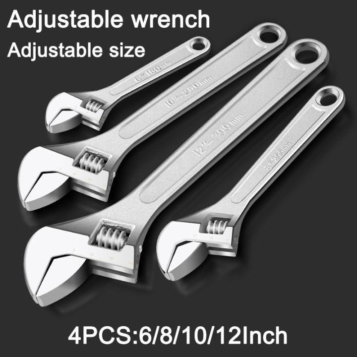 Adjustable Wrench 6/8/10/12 Inch Heavy Duty Enlarge Open Monkey Wrench ...