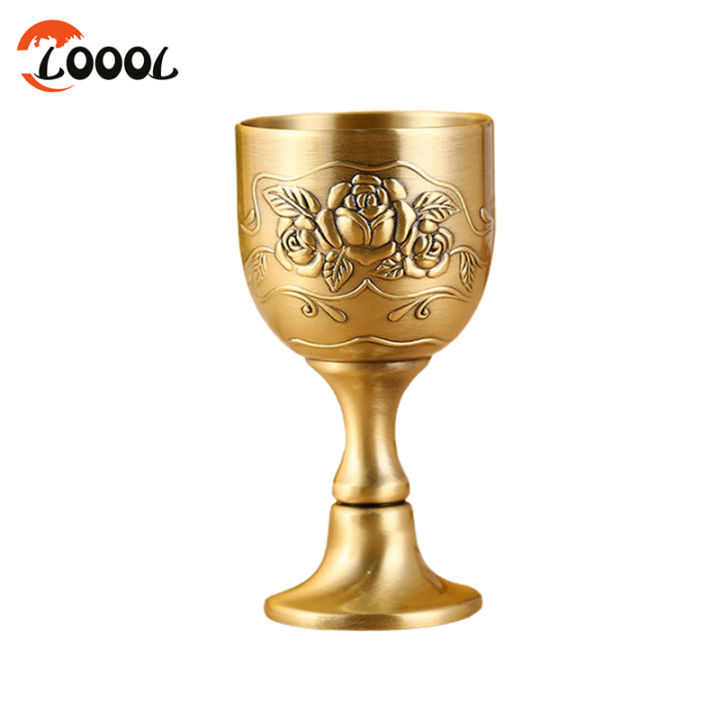Loool ถ้วยไวน์สีขาวทองเหลืองโบราณสไตล์ยุโรป,แก้วไวน์แบบสามมิตินูนใช้ใน ...