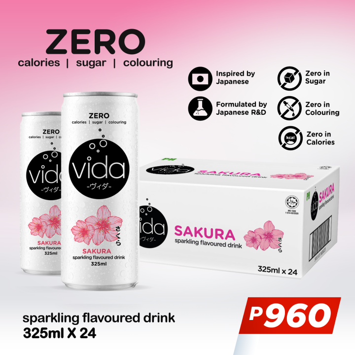 Vida Zero- Sakura Sparkling Drink (325ml x 24) | Lazada PH