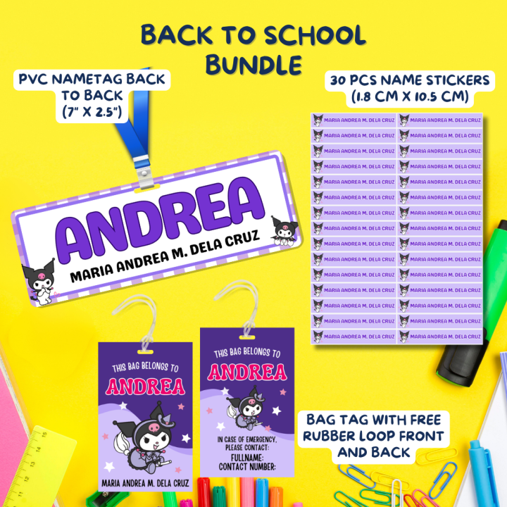 PVC Nametag, PVC Bagtag, Name Sticker BUNDLE + FREE SUBJECT STICKER ...