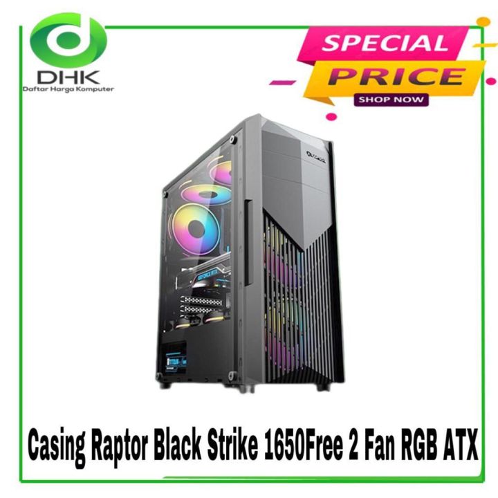 Casing Raptor Black Strike 1650 Free 2 Fan RGB ATX | Lazada Indonesia