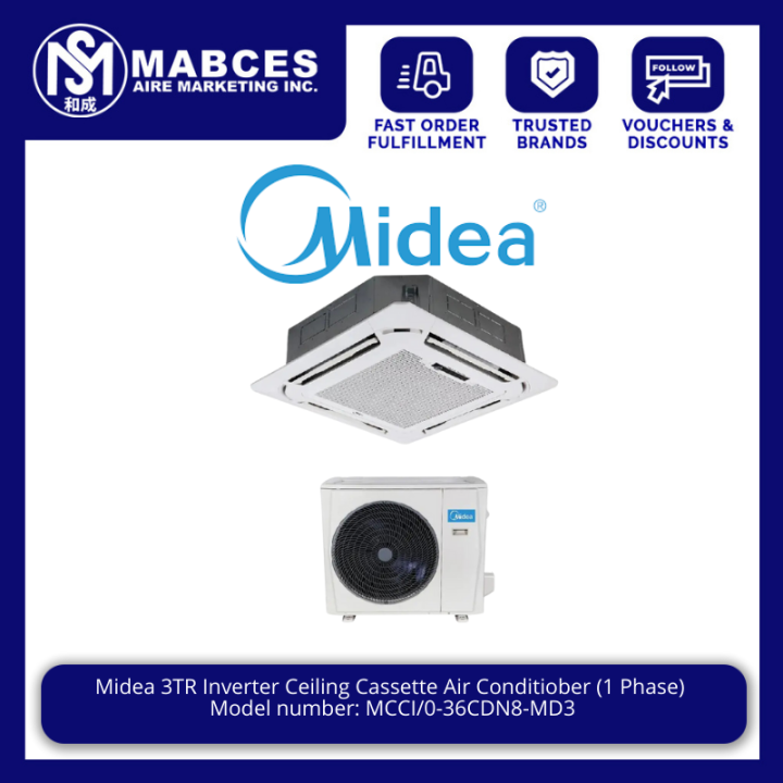 Midea 3TR Inverter Ceiling Cassette Air Conditioner (1 Phase) Model ...