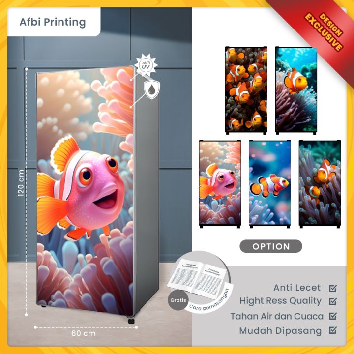 Stiker Kulkas 1 Pintu / Sticker Mesin Pendingin 2 pintu Motif Ikan Nemo ...