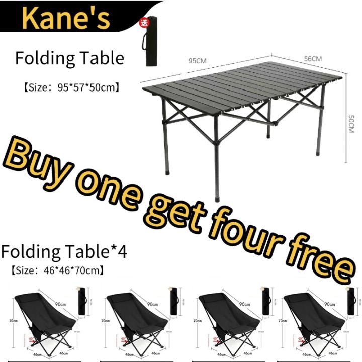 【buy 1 take 4】Outdoor camping chair table set 53cm/95cm/120cm Aluminum ...