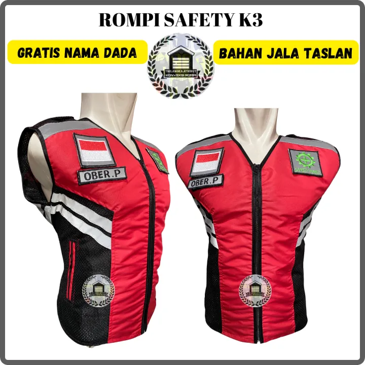 Rompi Safety Vest K3 Keselamatan Kerja Lapangan Proyek Bahan Taslan ...