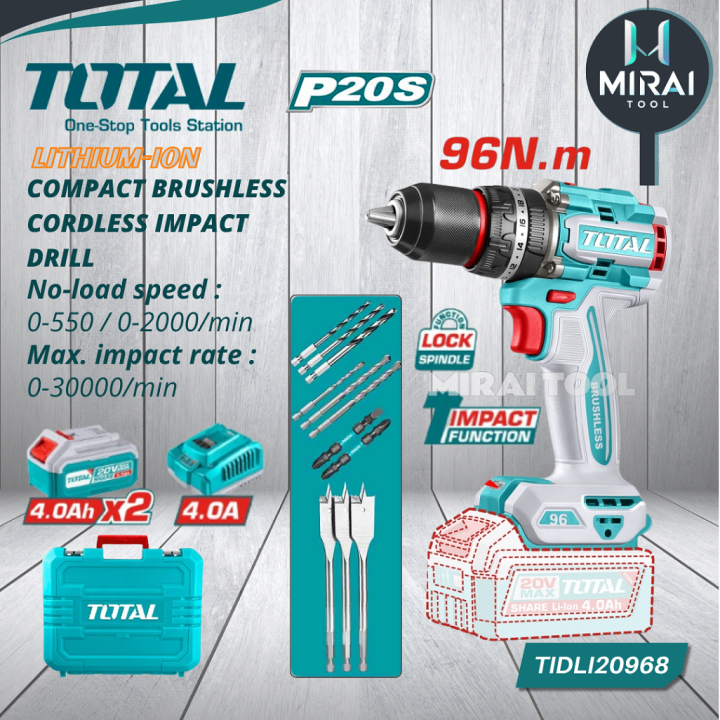 TOTAL TIDLI20968 Drill Impak Tanpa Berus P20S 20V Li-ion Brushless ...