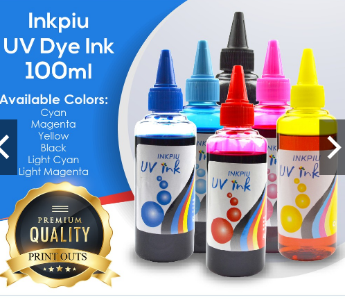 4 Bottles of Inkpiu UV Dye Ink 100 mL (Cyan, Magenta, Yellow and Black ...