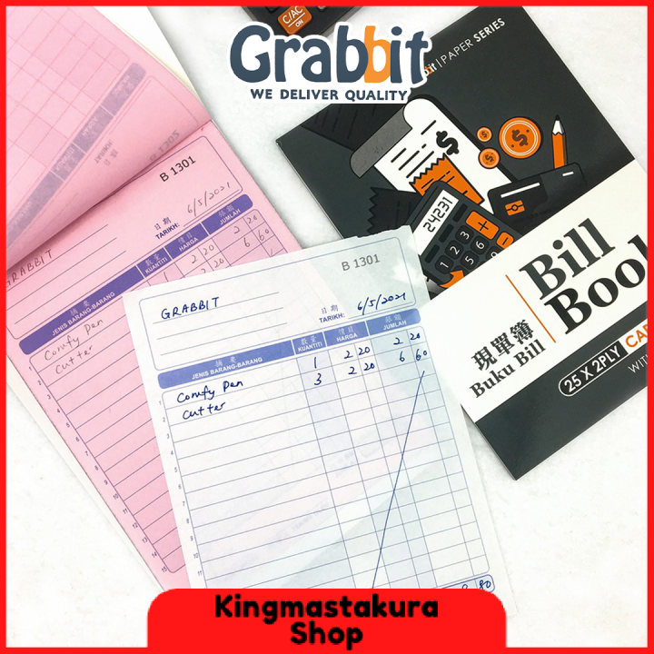GRABBIT 2ply Bill Book Invoice Receipt Cash Book with Numbering / No ...