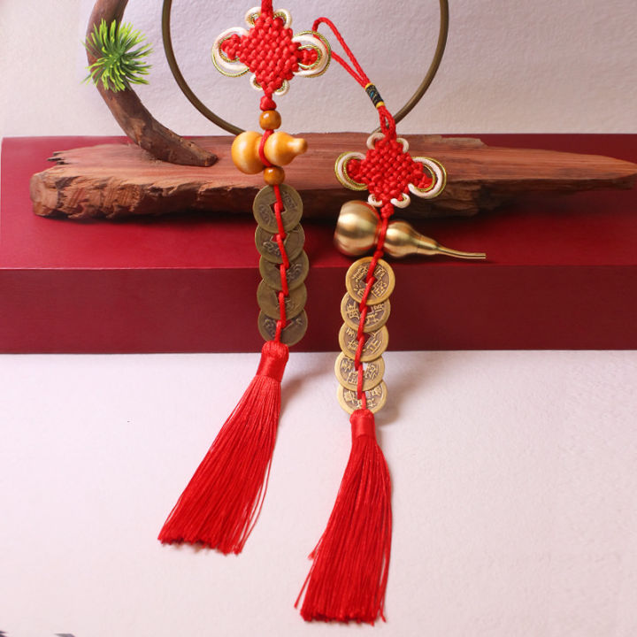 【Popular】 Chinese Knot Lucky Gold Rim Red Trumpet Tassel Copper Gourd ...