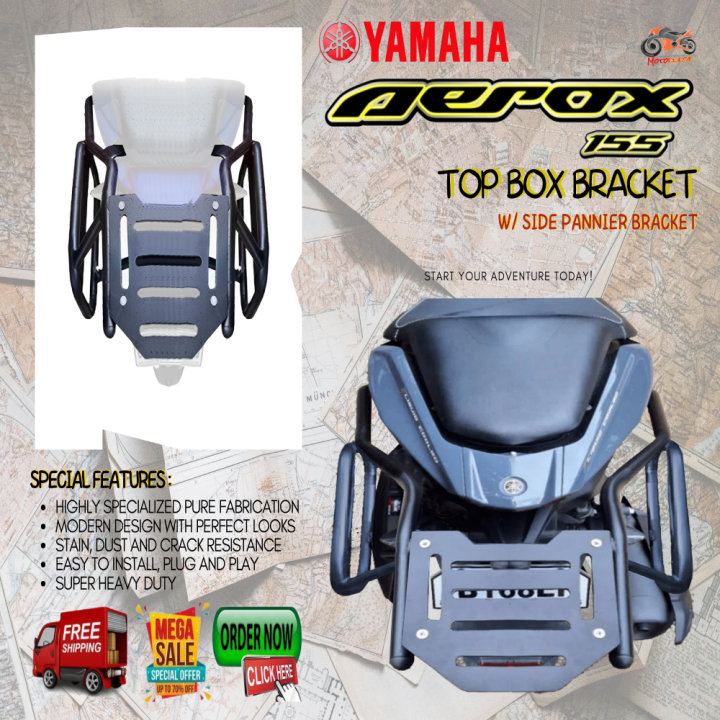 YAMAHA AEROX 155 - HEAVY DUTY TOP & SIDE BOX BRACKET ( POWDER COAT ...
