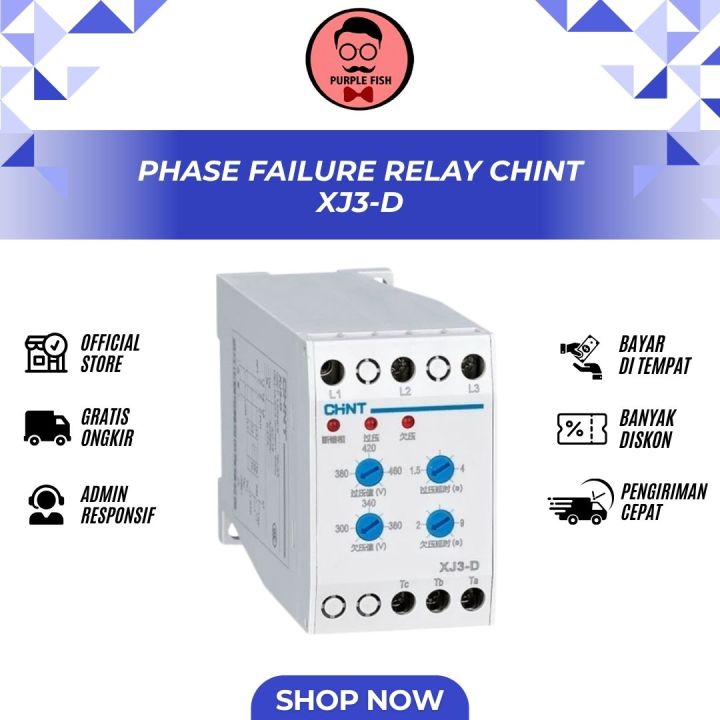 (PURPLE) Promo Cod Phase Failure Relay Chint XJ3-D Chint Xj3D 308V AC ...