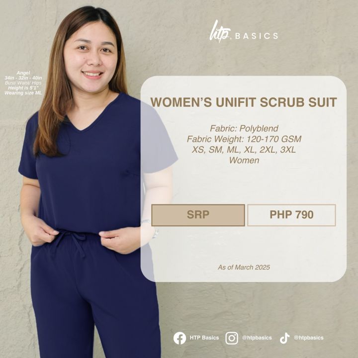 HTP Basics Women Unifit Scrub Suit (Work Basics Top & Sweatpants) | For ...