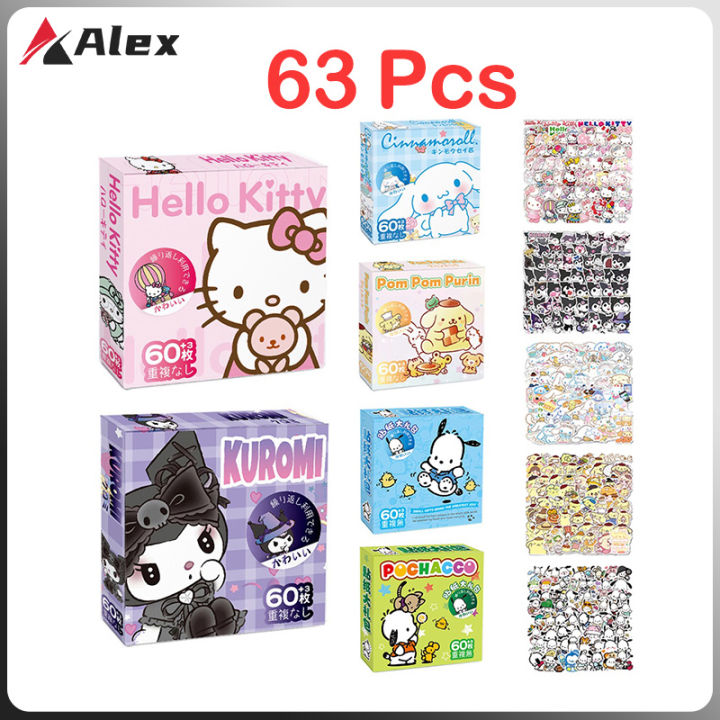 Sanrio Sticker 63PCS Box Kuromi and Melody Waterproof Stickers Sanrio ...