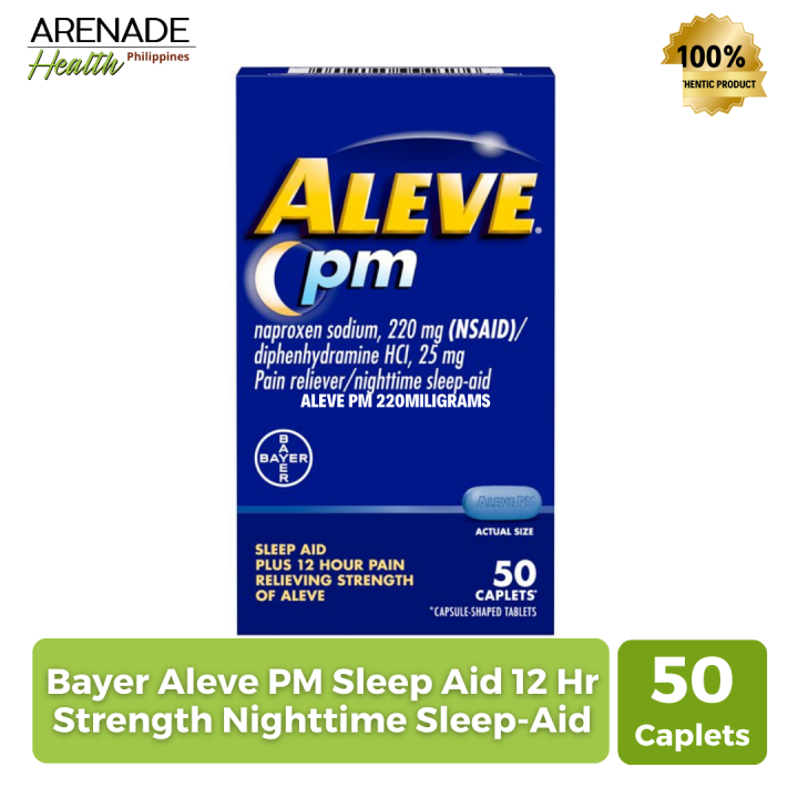 Bayer Aleve PM Sleep Aid 12 Hr Strength Nighttime Sleep-Aid (50 Caplets ...