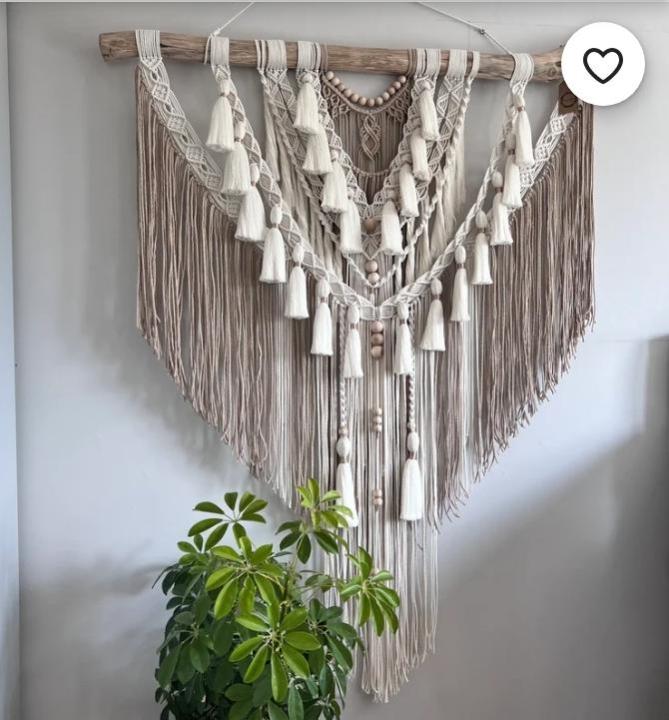 Boho Tenun Hiasan Dinding Permadani Tenun Dinding Besar Organik Minimal Macrame Seni Serat ...