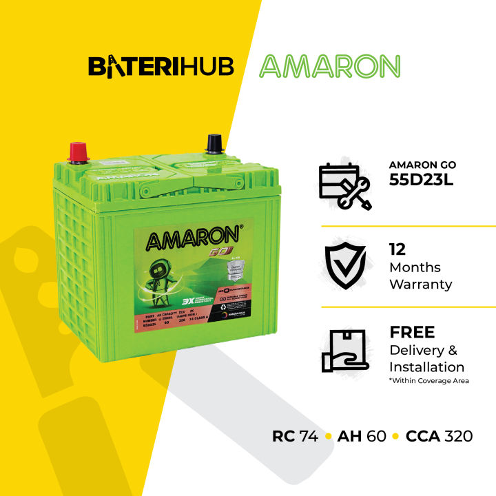 [ FREE INSTALLATION ] Bateri Kereta 55D23L | Amaron Go | Car Battery ...