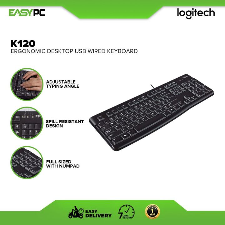 EasyPC | Logitech K120 Usb Keyboard Basic Keyboards for Pc Computer ...