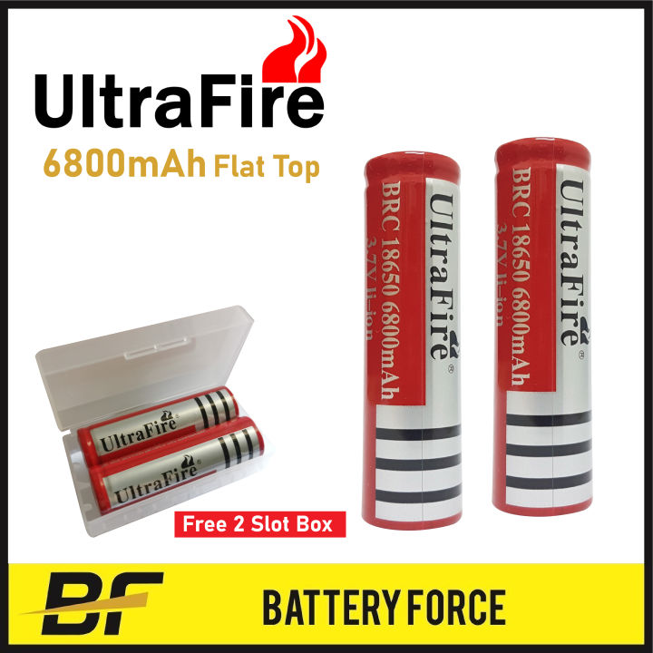 3.7V 18650 UltraFire 6800mAH Flat Top Rechargeable Lithium Ion Battery ...