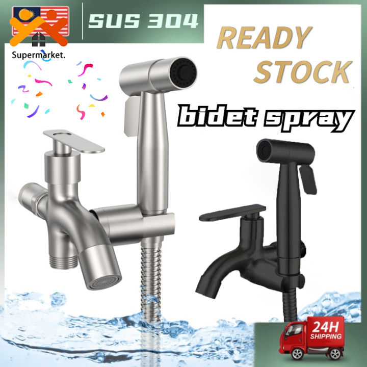【Ready Stock】304 Stainless Steel Hand Toilet Spray Hose Bathroom Faucet ...