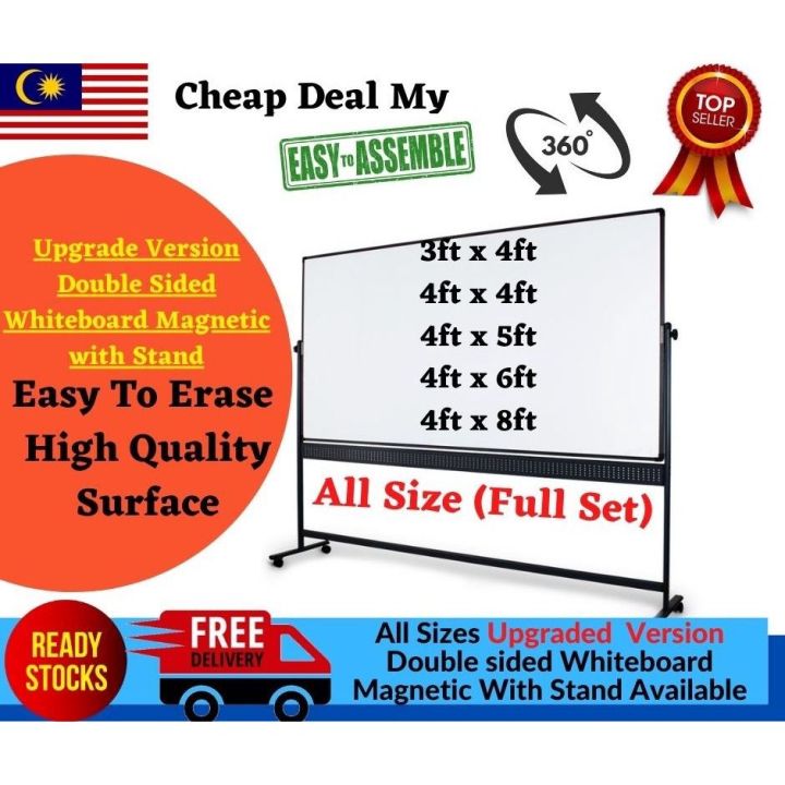 CheapDealMY Double Sided Magnetic whiteboard with stand Whiteboard 3x4 ...