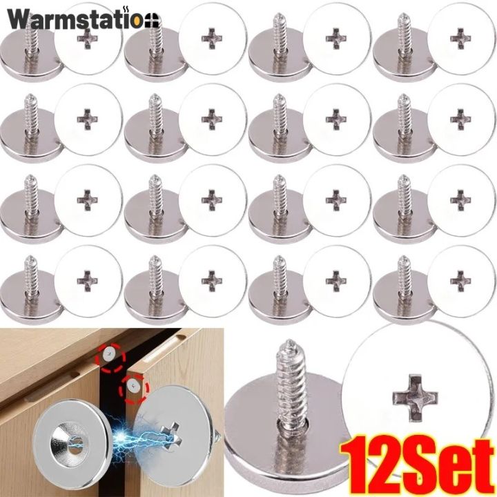 12/1Set Cabinet Door Magnet Small Round Metal Magnetic for Wardrobe ...