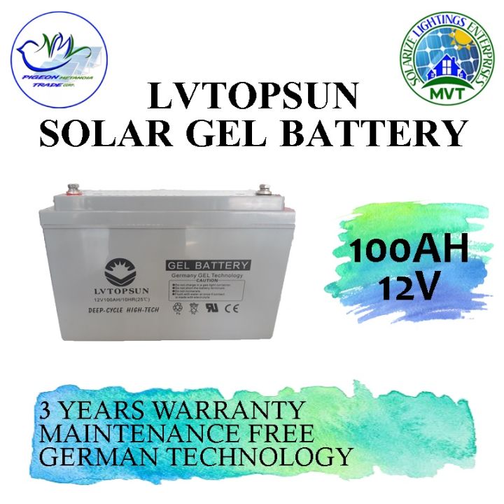 COD 100AH 12V LVTOPSUN Solar Gel Battery | Lazada PH