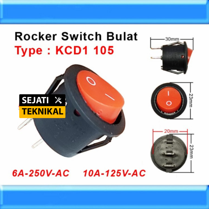 Saklar Bulat Rocker Switch KCD1-105 2 Kaki / 2 Pin | Lazada Indonesia